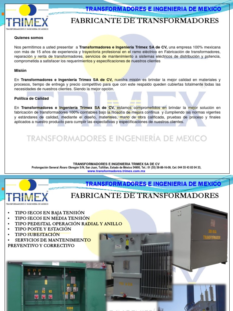 1 Trimex. Transformadores Secos en Baja Tension | PDF | Transformador ...