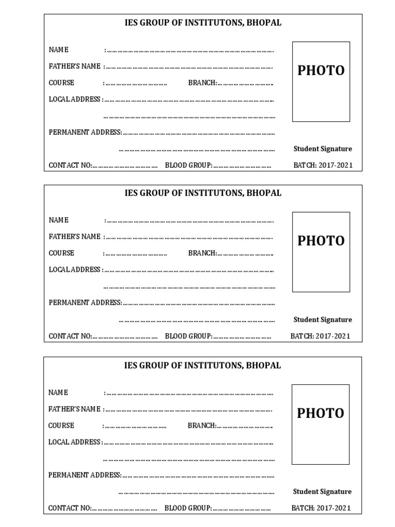 Student ID Card and Help Line Number Format | PDF