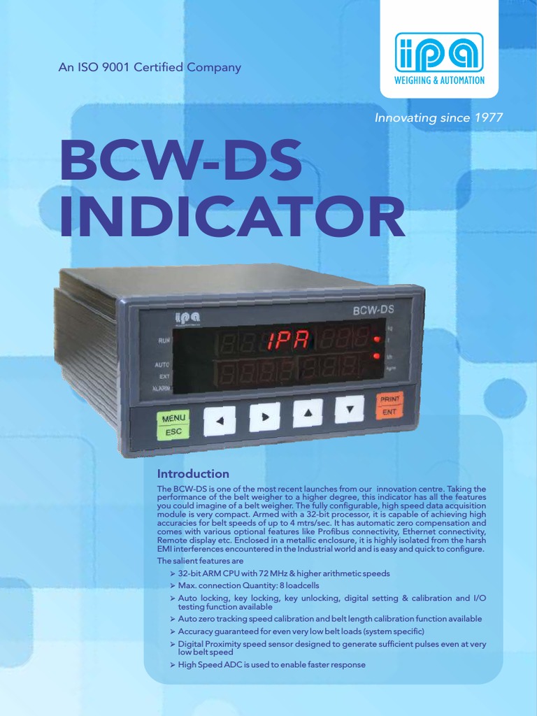 Bcw-Ds Indicator: An ISO 9001 Certified Company | PDF | Analog To ...