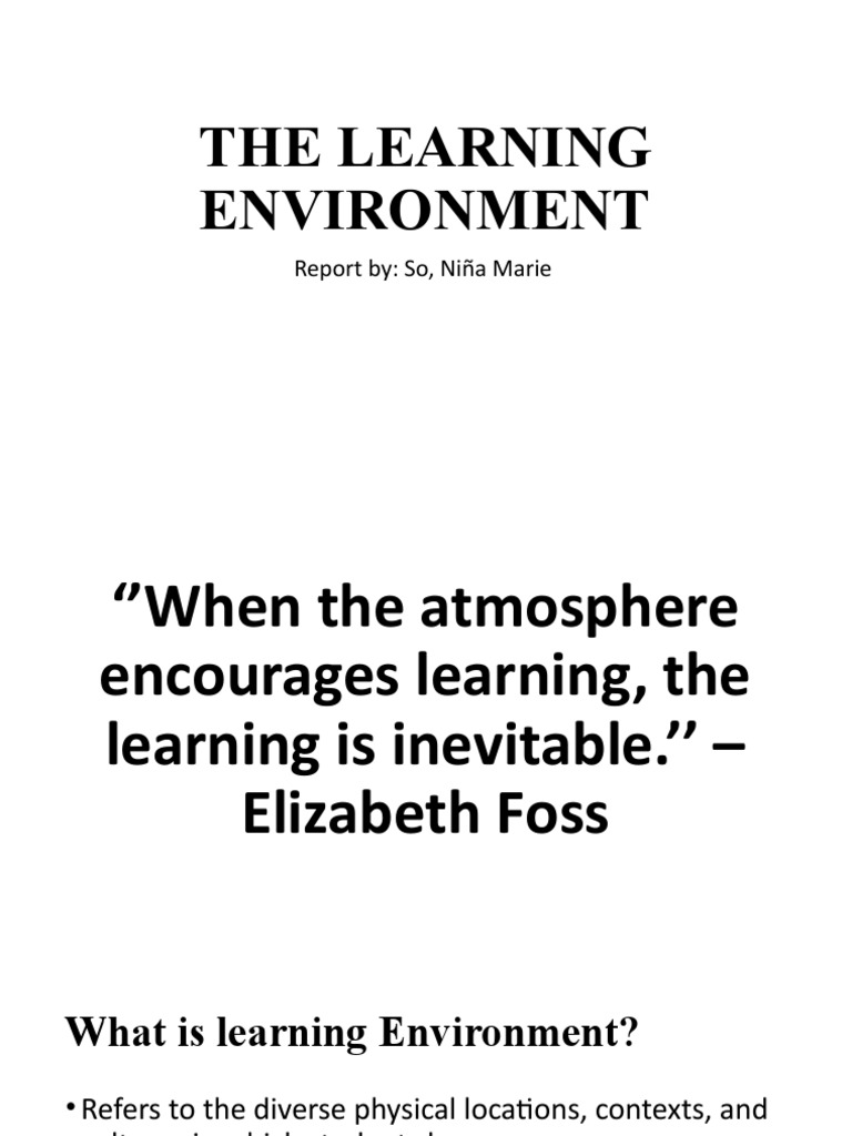 The Learning Environment | PDF | Classroom | Learning