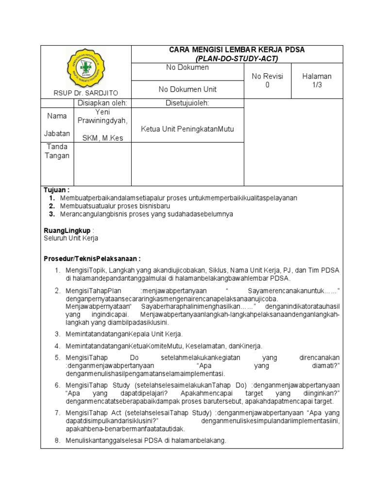 Lembar Kerja PDSA | PDF