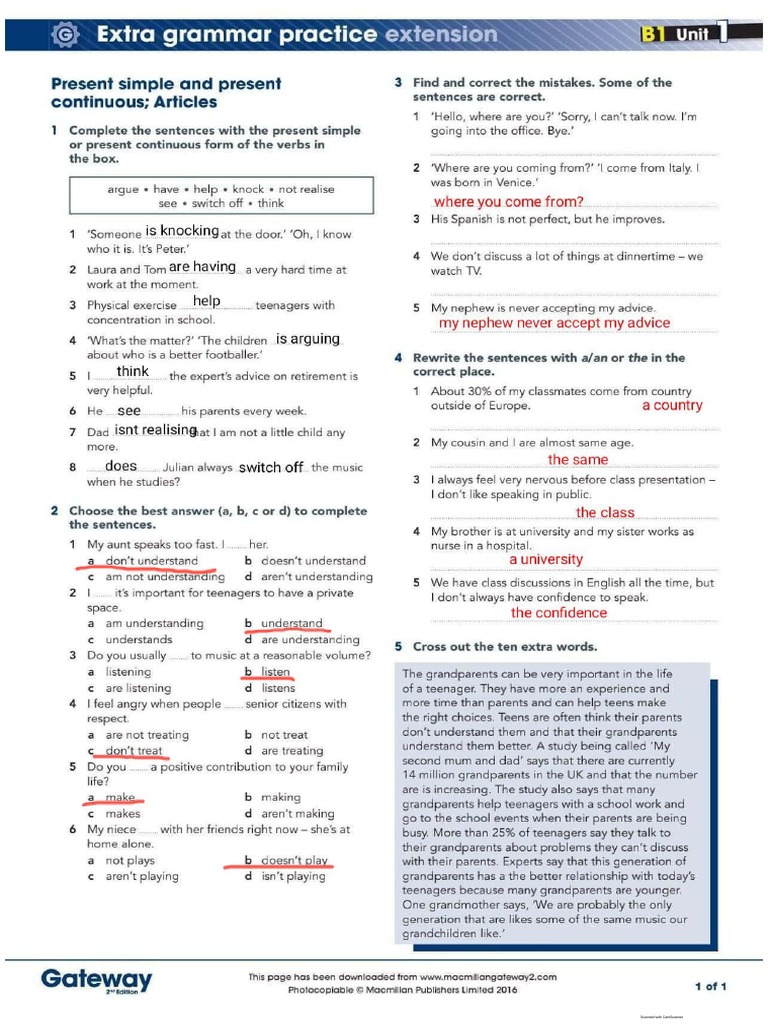 B1 UNIT 1 Extra Grammar Practice Extension | PDF