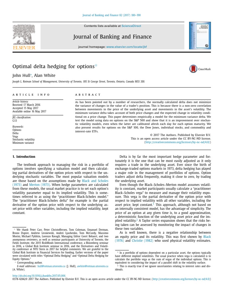 Optimal Delta Hedging For Options | PDF | Greeks (Finance) | Black ...