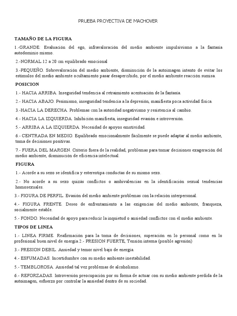 Análisis de la Prueba Proyectiva Machover | PDF | Ansiedad | Ciencias ...