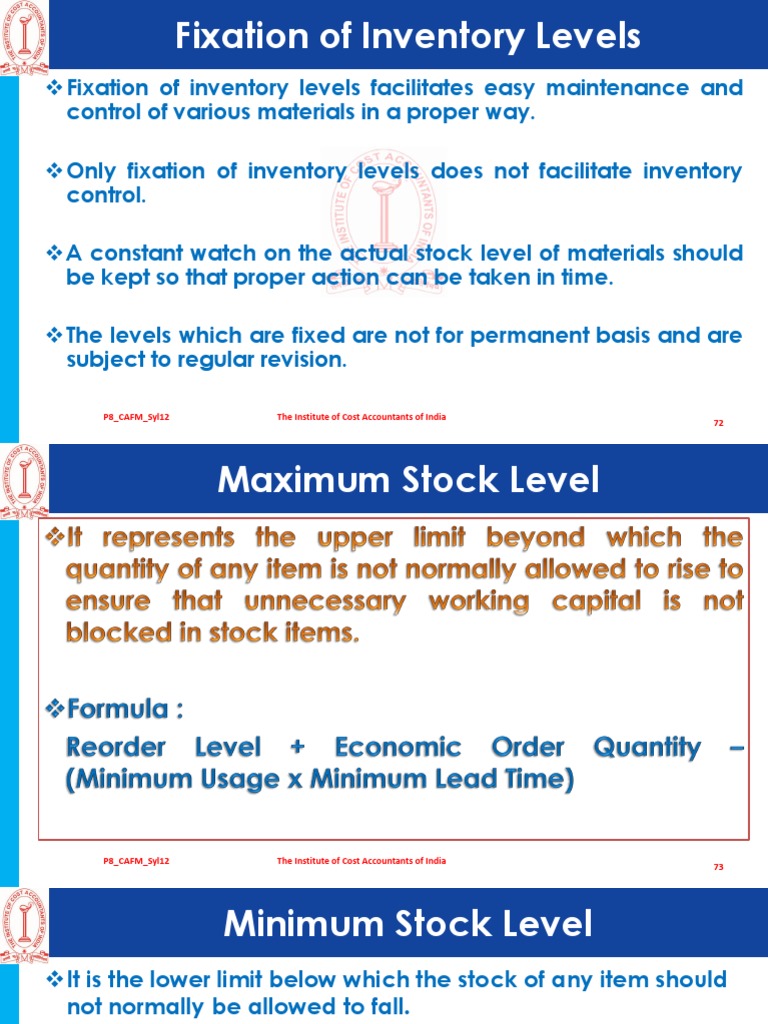 Minimum and Maximum Stock Levels Explained | PDF | Inventory | Business ...