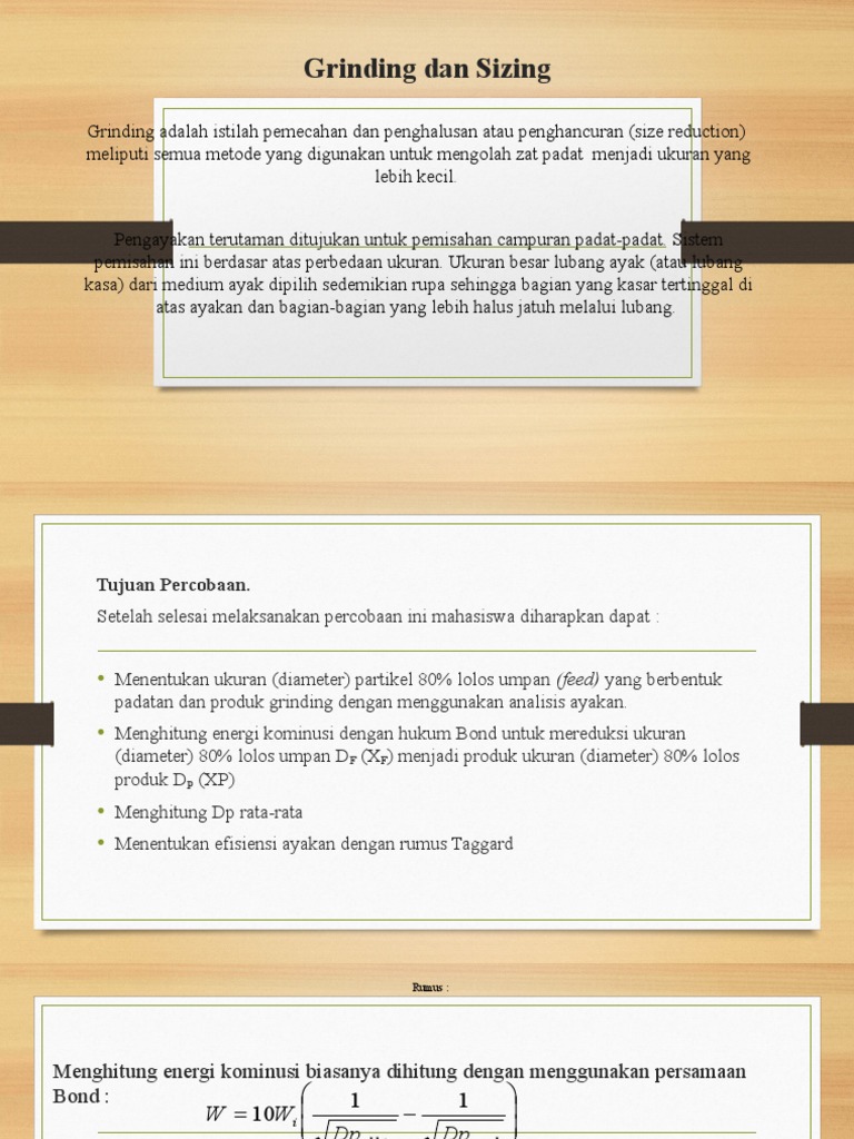 Grinding Dan Sizing (Penjelasan Teori) | PDF