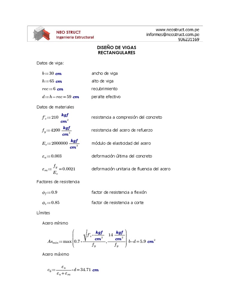 Diseño de Vigas Rectangulares | PDF | Ciencia de los Materiales ...