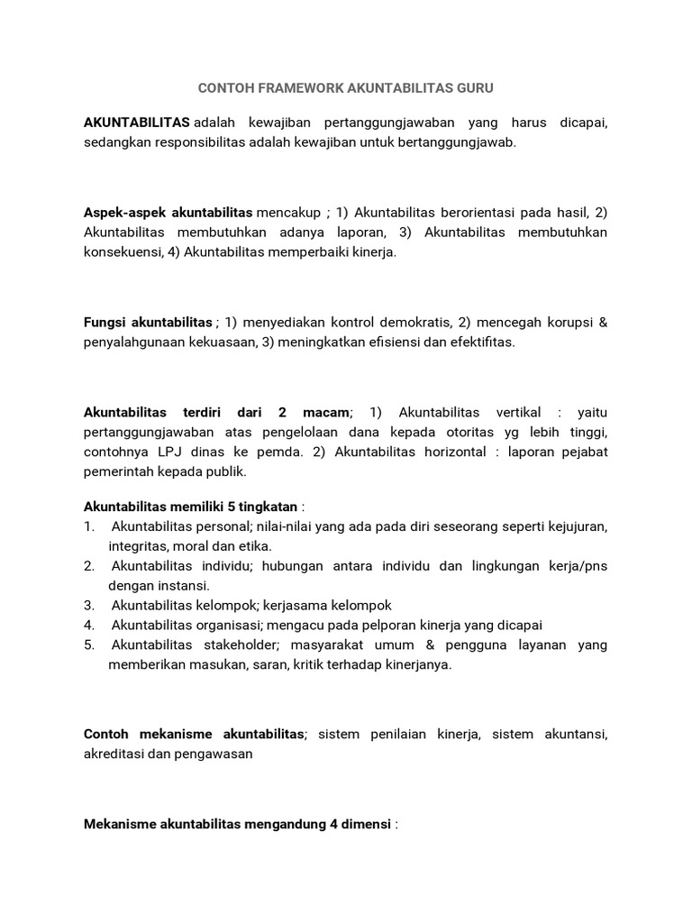 Contoh Framework Akuntabilitas Guru | PDF | Bisnis