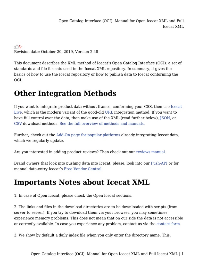 Open Catalog Interface (OCI) - Manual For Open Icecat XML and Full ...