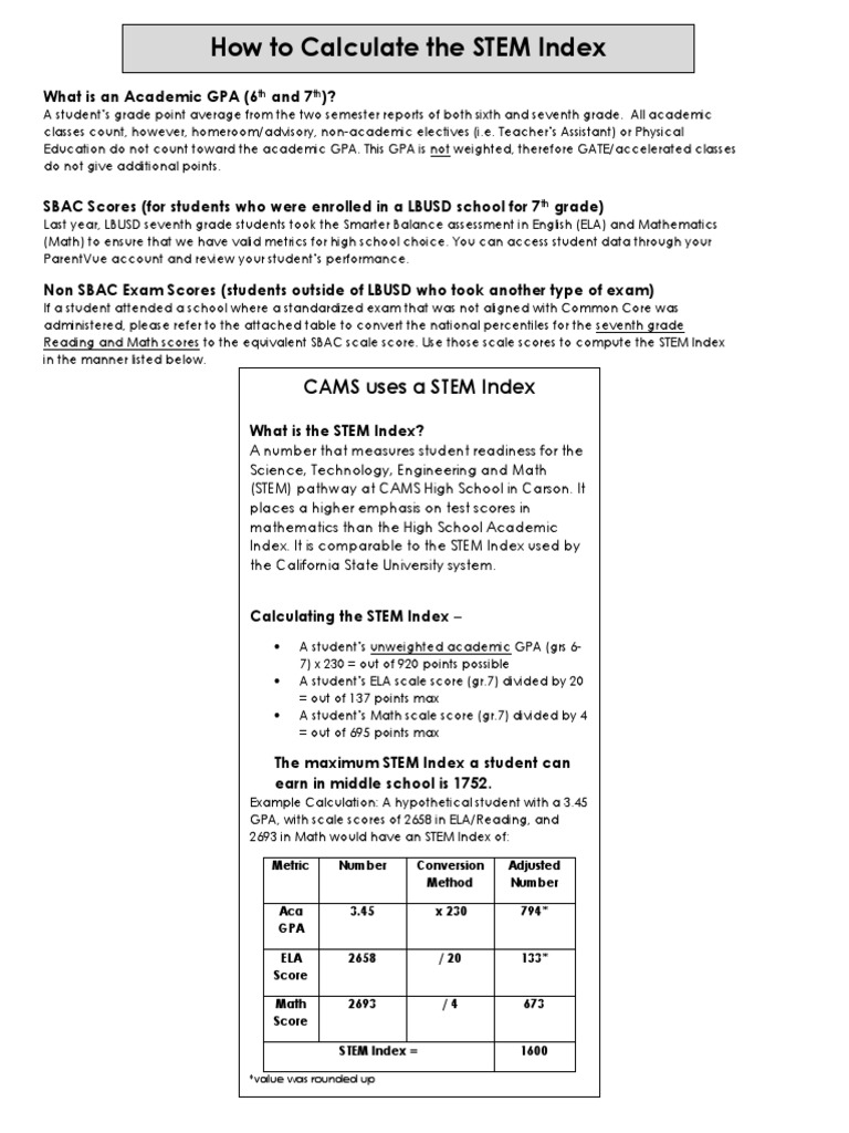 How To Calculate The STEM Index en | PDF | Science, Technology ...