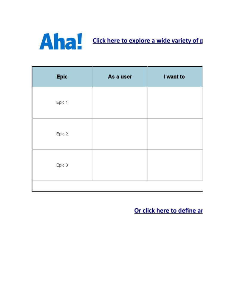 Epic User Story Template Jan2021 | PDF