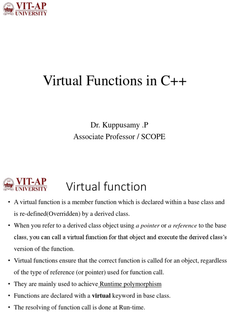 Virtual Functions In C Pdf Class Computer Programming Inheritance Object Oriented