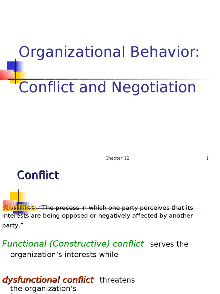 Organizational Behavior: Conflict and Negotiation | PDF | Negotiation ...