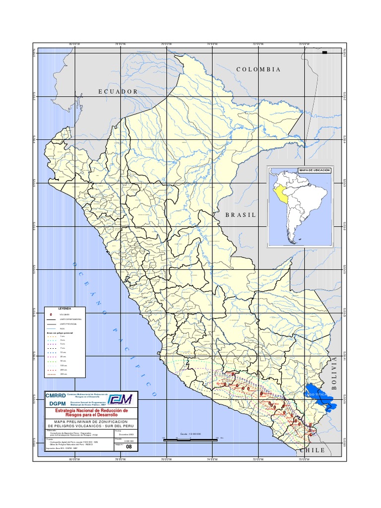Mapa Preliminar de Zonificacion de Peligros Volcanicos-Sur Del Peru ...