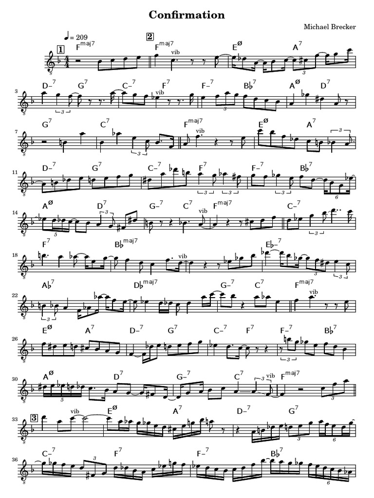 Confirmation Lead Sheet for Saxophone | PDF | American Jazz | American ...