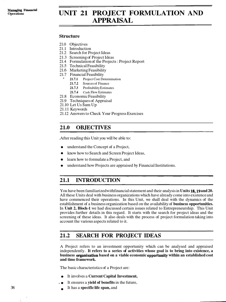 Unit-21 Project Formulation & Appraisal | PDF | Debt | Expense