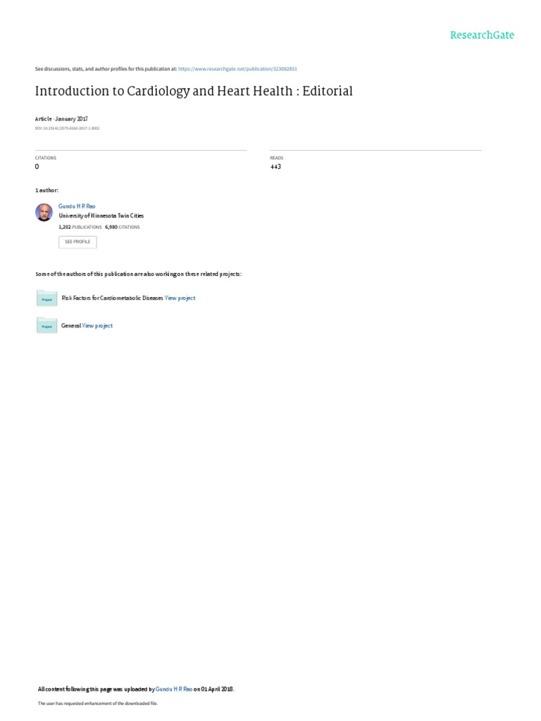 Introduction To Cardiology and Heart Health Editorial | PDF ...