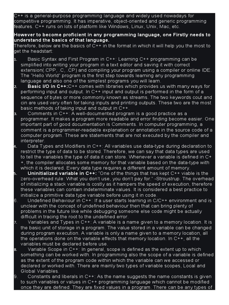 C++ Notes | PDF | Data Type | Pointer (Computer Programming)
