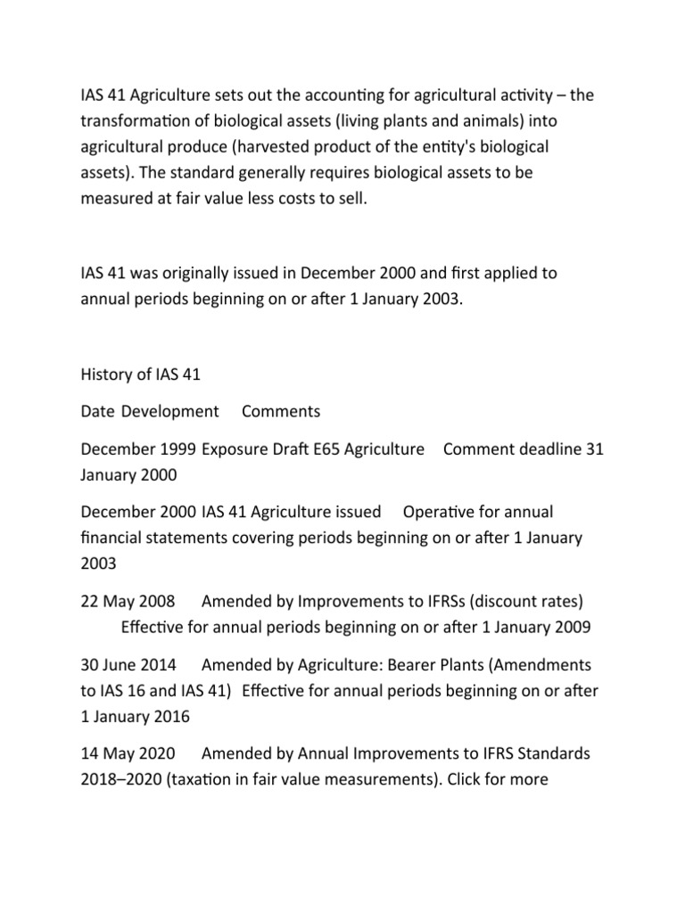 IAS 41 Agriculture Sets Out The Accounting For Agricultural Activity ...