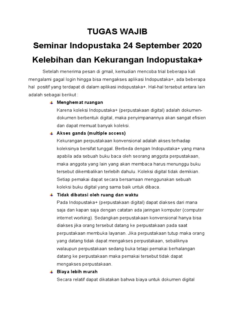 Kekurangan Perpustakaan Digital Indopustaka+ | PDF | Karier ...