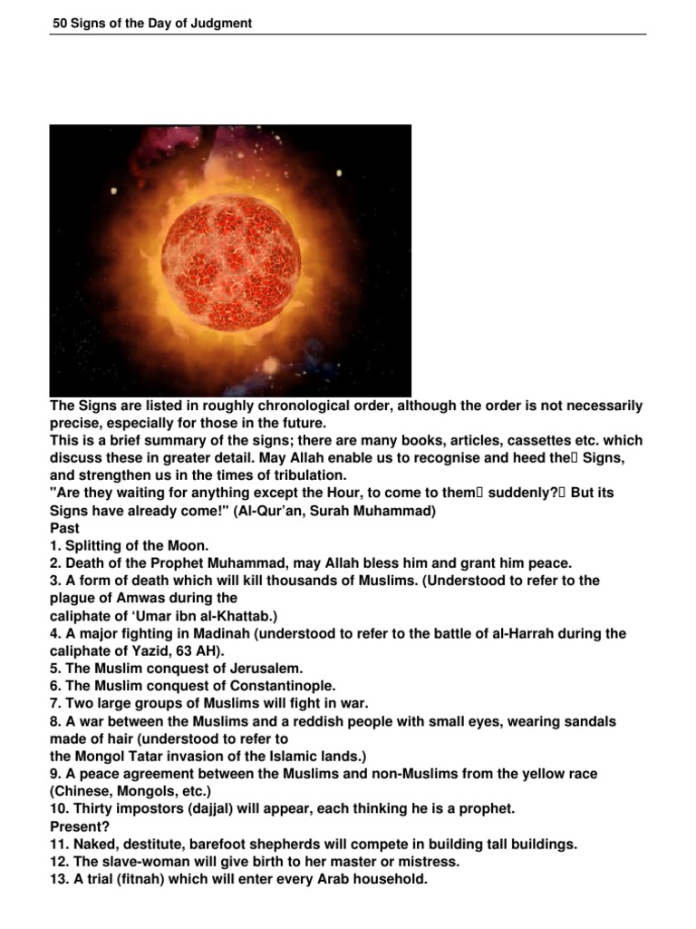 50 Signs of The Day of Judgment. | PDF | Muhammad | Religious Faiths