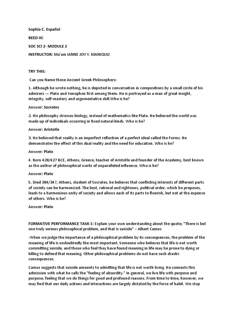 Sophia C. Español Beed Iic Soc Sci 2-Module 2 Instructor: Ma'Am Ianne ...