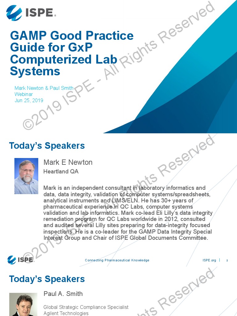 Gamp Good Practice Guide For GXP Computerized Lab Systems: All Rights ...