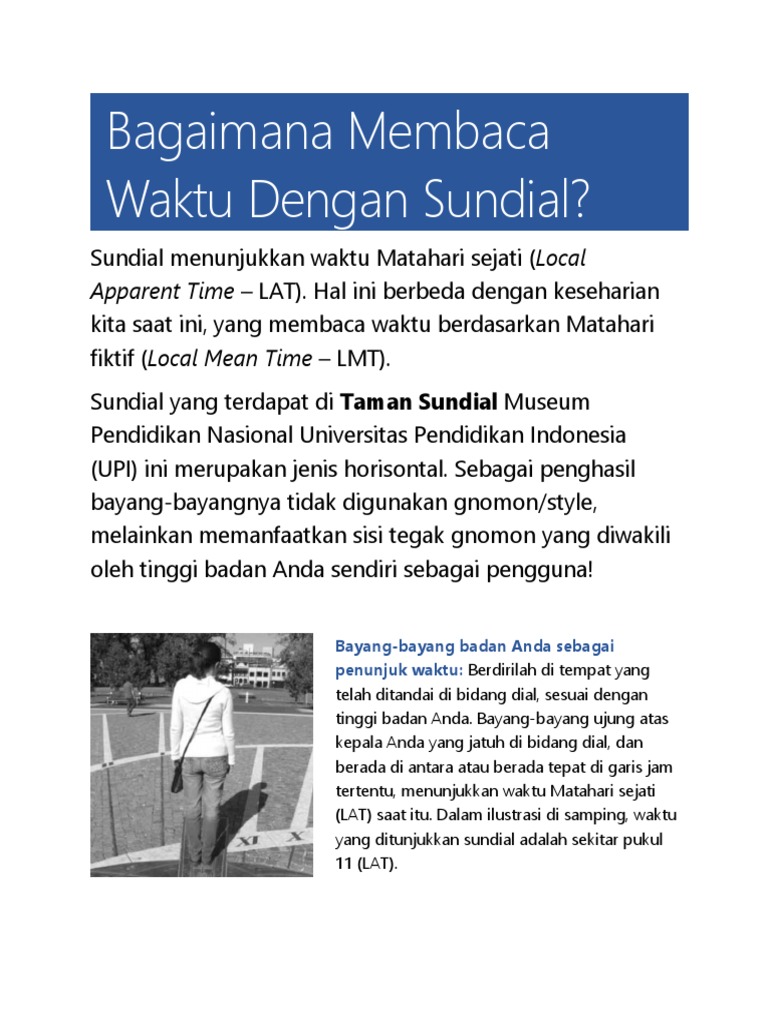 Membaca Waktu dengan Sundial Horisontal | PDF