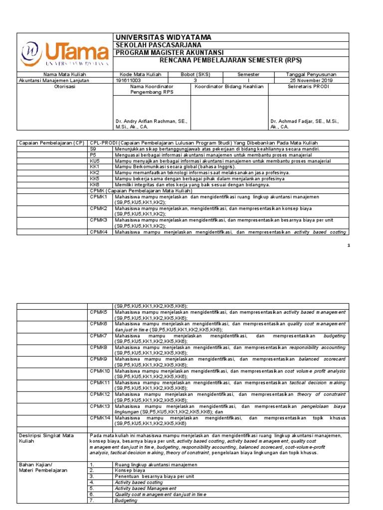 RPS Akmen Lanjutan | PDF