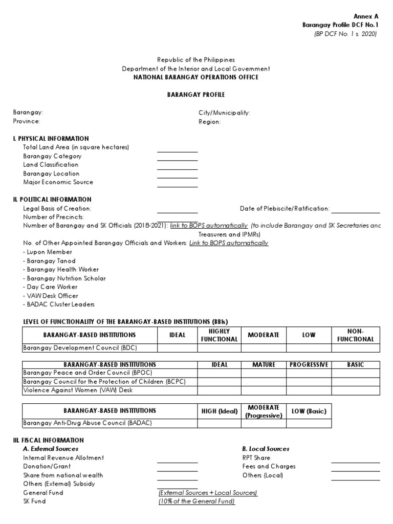 Barangay Profile | PDF | Sanitation | Economies