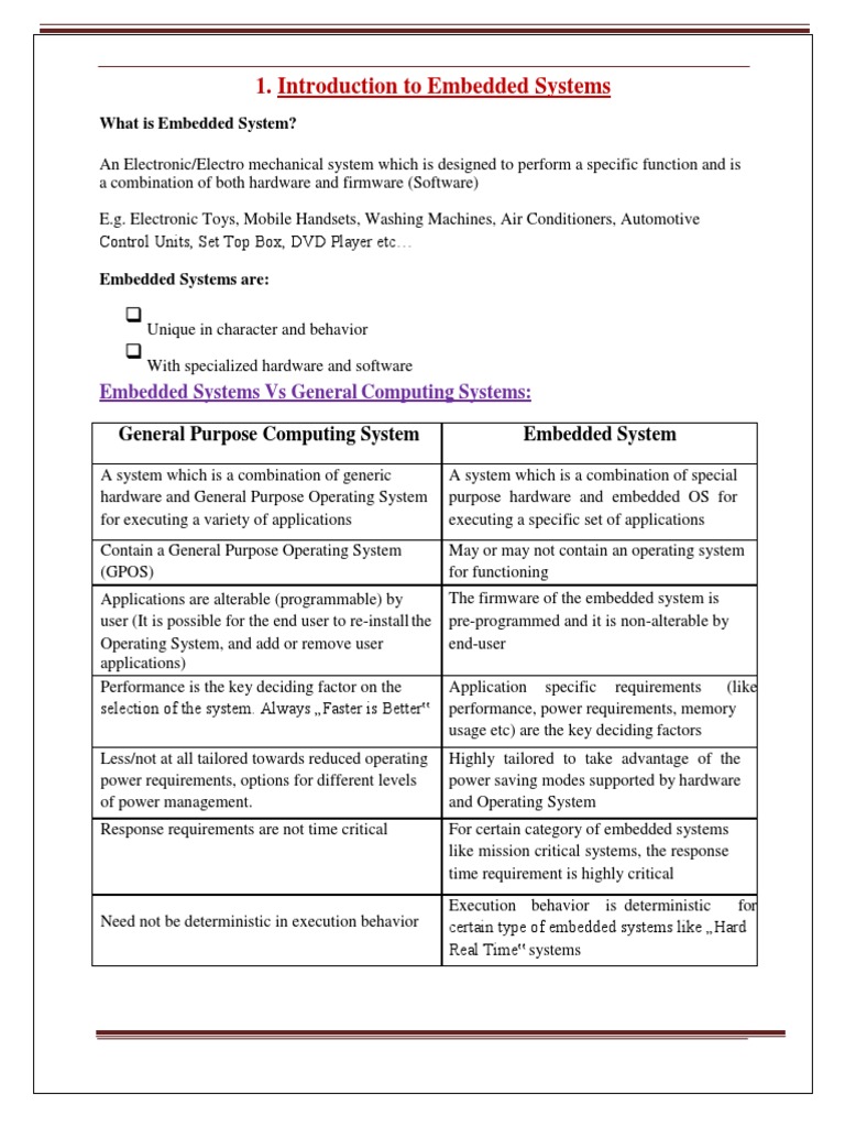 Introduction To Embedded Systems | PDF | Embedded System | Operating System