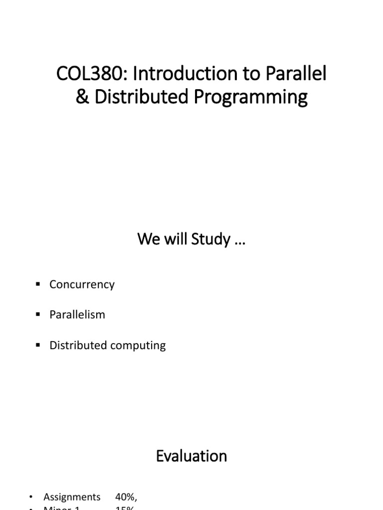 Col380 Introduction To Parallel And Distributed Programming Pdf