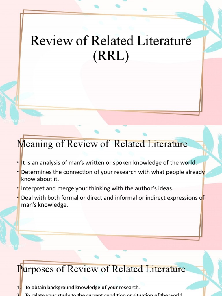 Review of Related Literature (RRL) | PDF | Systematic Review | Knowledge