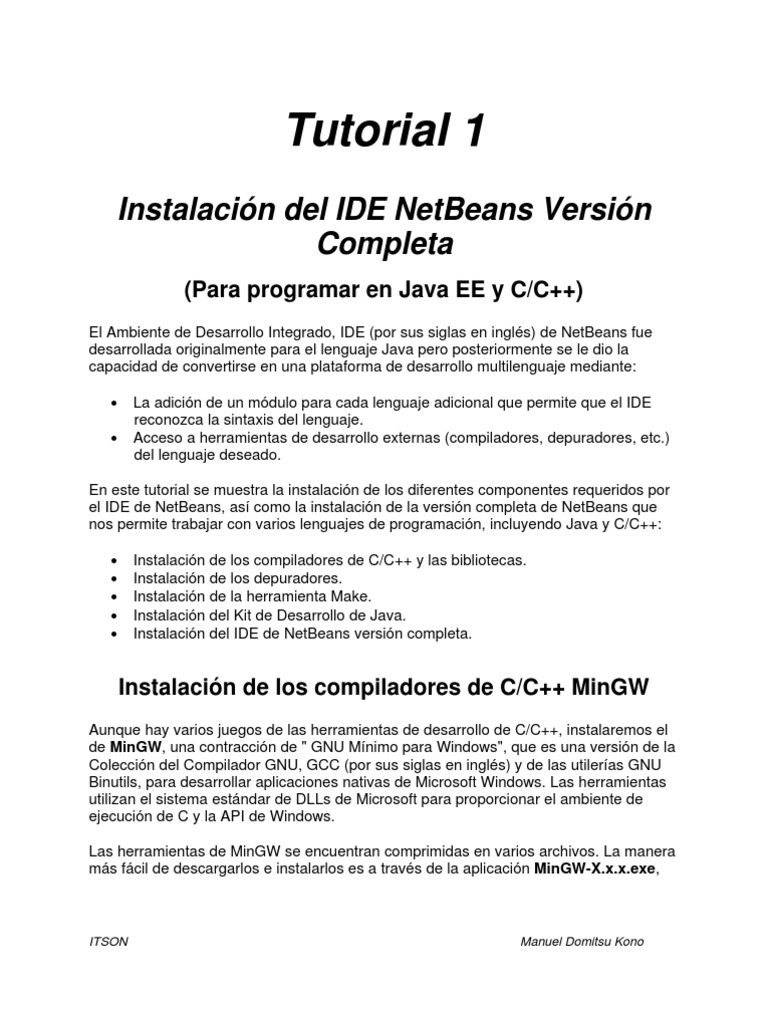 Tutorial Instalación Del Ide Netbeans Versión Cisco Pdf Entorno