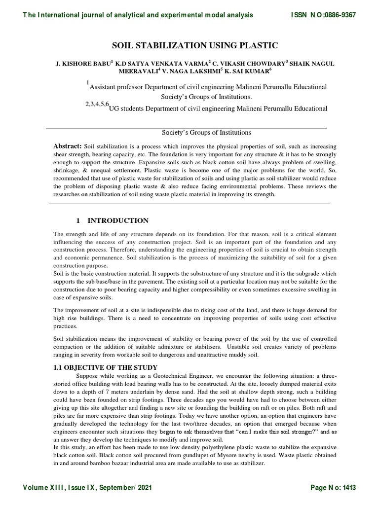 Soil Stabilization with Plastic Waste | PDF | Soil | Nature