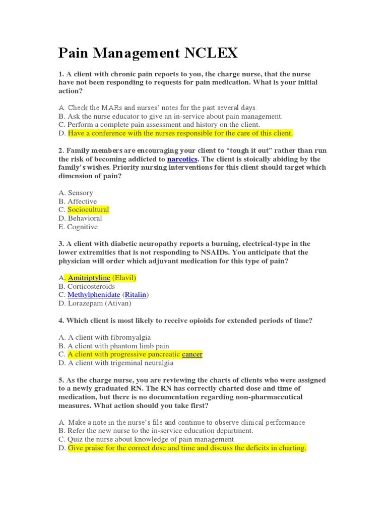 Pain Management NCLEX | Download Free PDF | Analgesic | Pain
