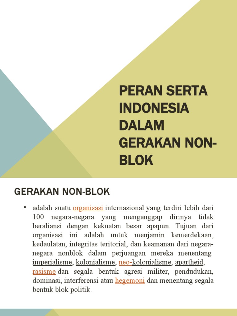Peran Serta Indonesia Dalam Gerakan Non-Blok | PDF