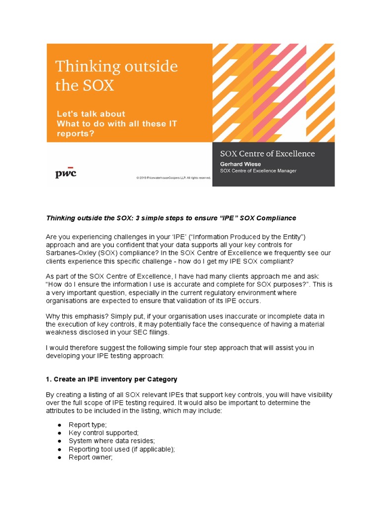 Thinking Outside The SOX: 3 Simple Steps To Ensure "IPE" SOX Compliance ...