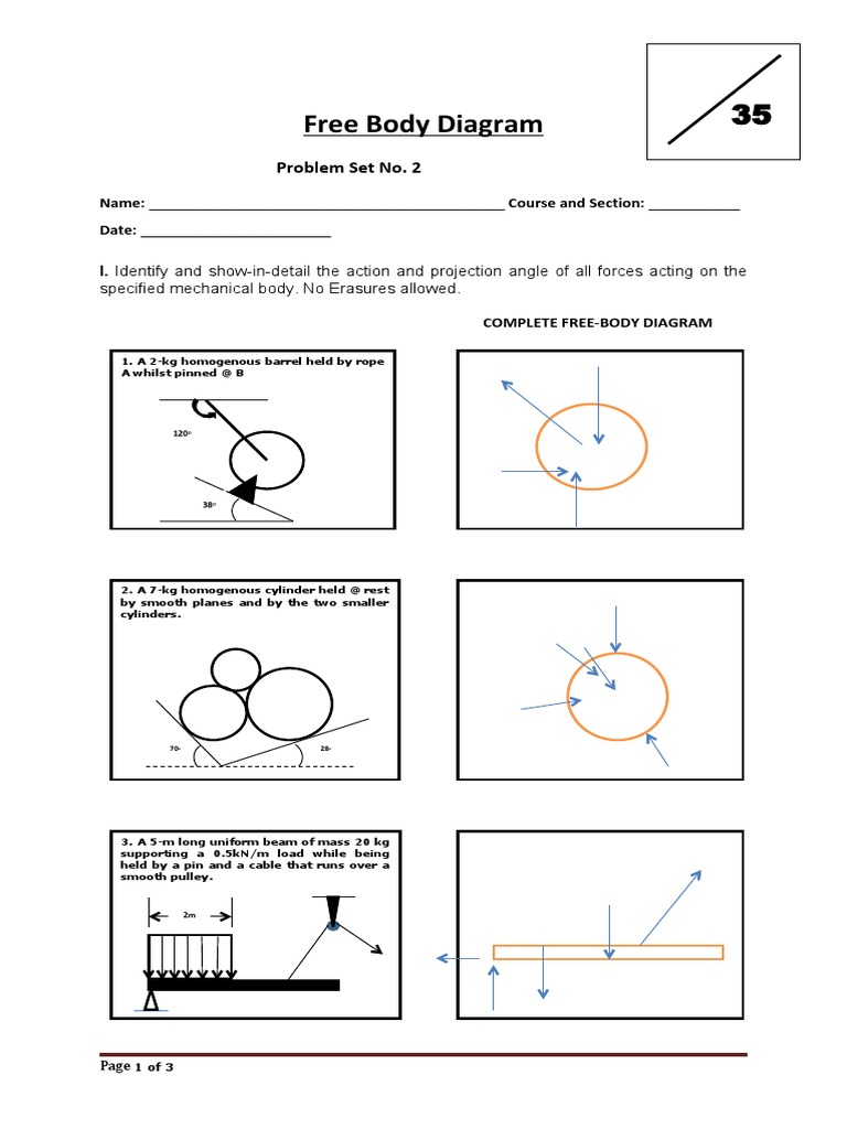 SCI 403 BSIE Batangas State University Physics 1 Free Body Diagram Problem Set | PDF