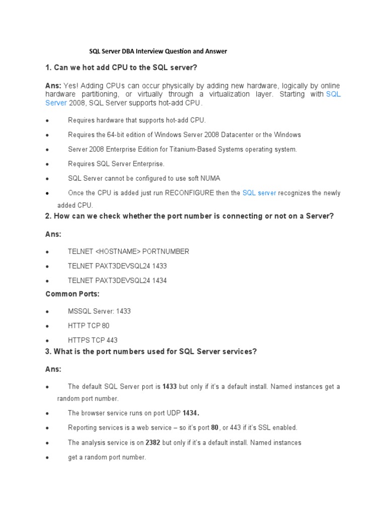SQL Server DBA Interview Questions and Answers | PDF | Microsoft Sql Server | Databases