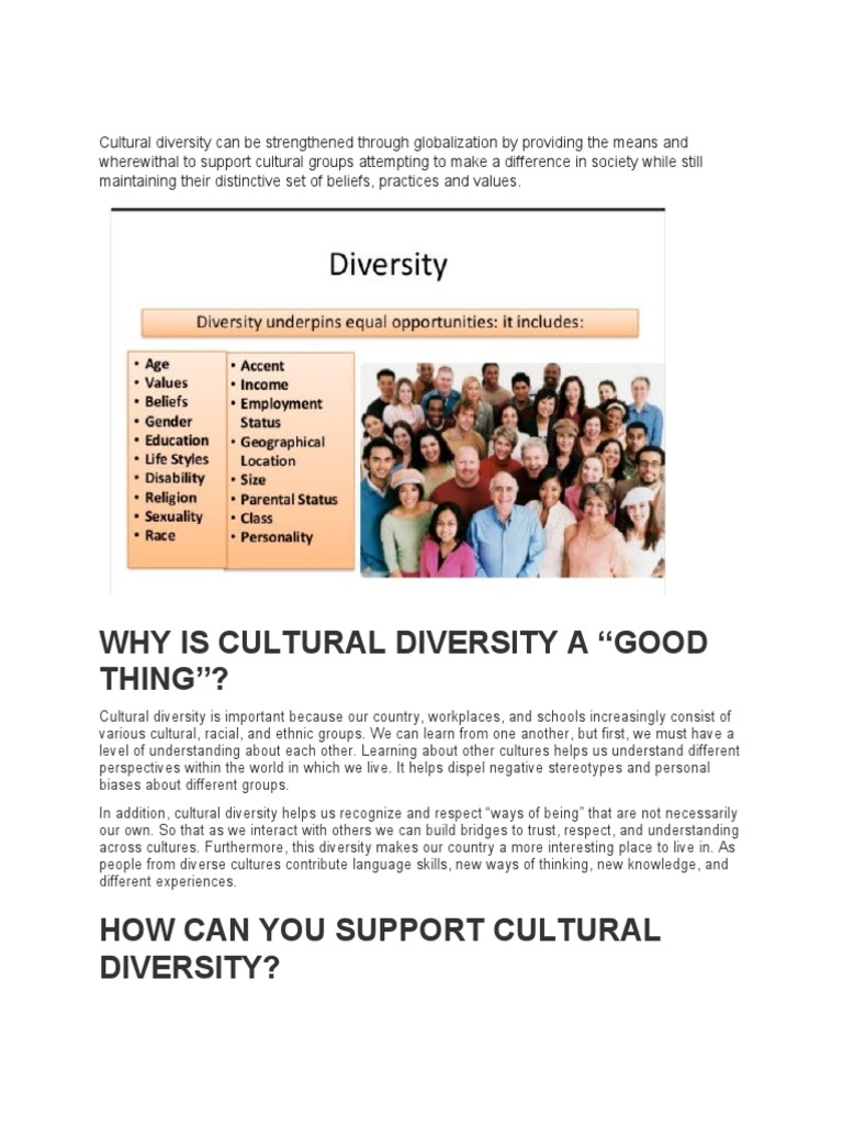 Cultural Diversity Strengthened Through Globalization: Supporting ...