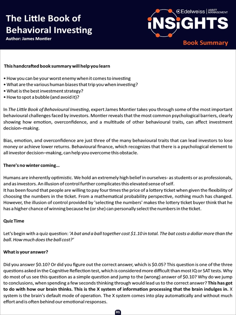 The Little Book of Behavioral Investing | PDF | Forecasting | Economic ...