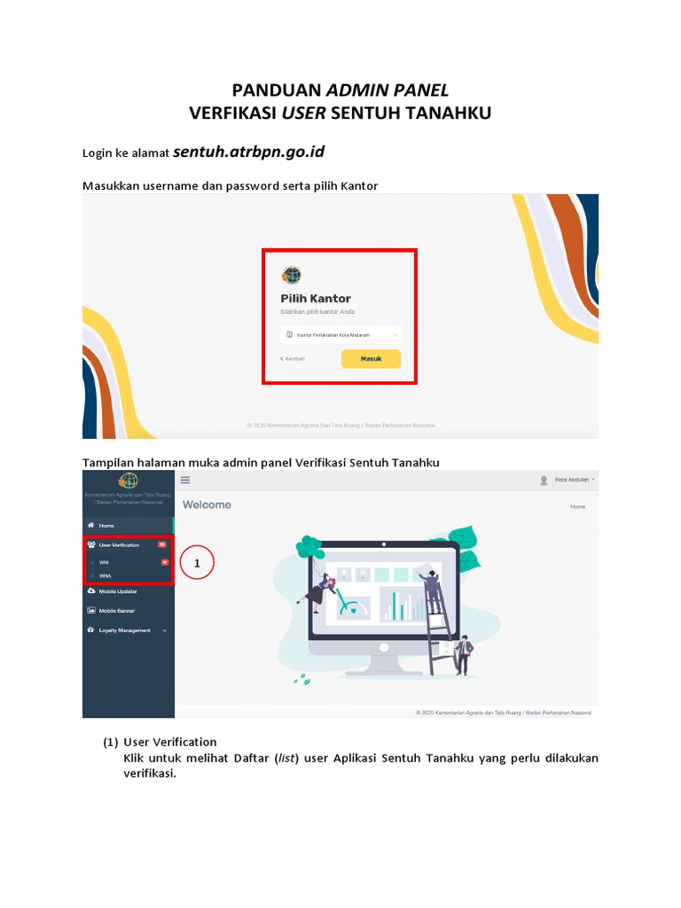 Panduan Admin Panel Sentuh Tanahku | PDF