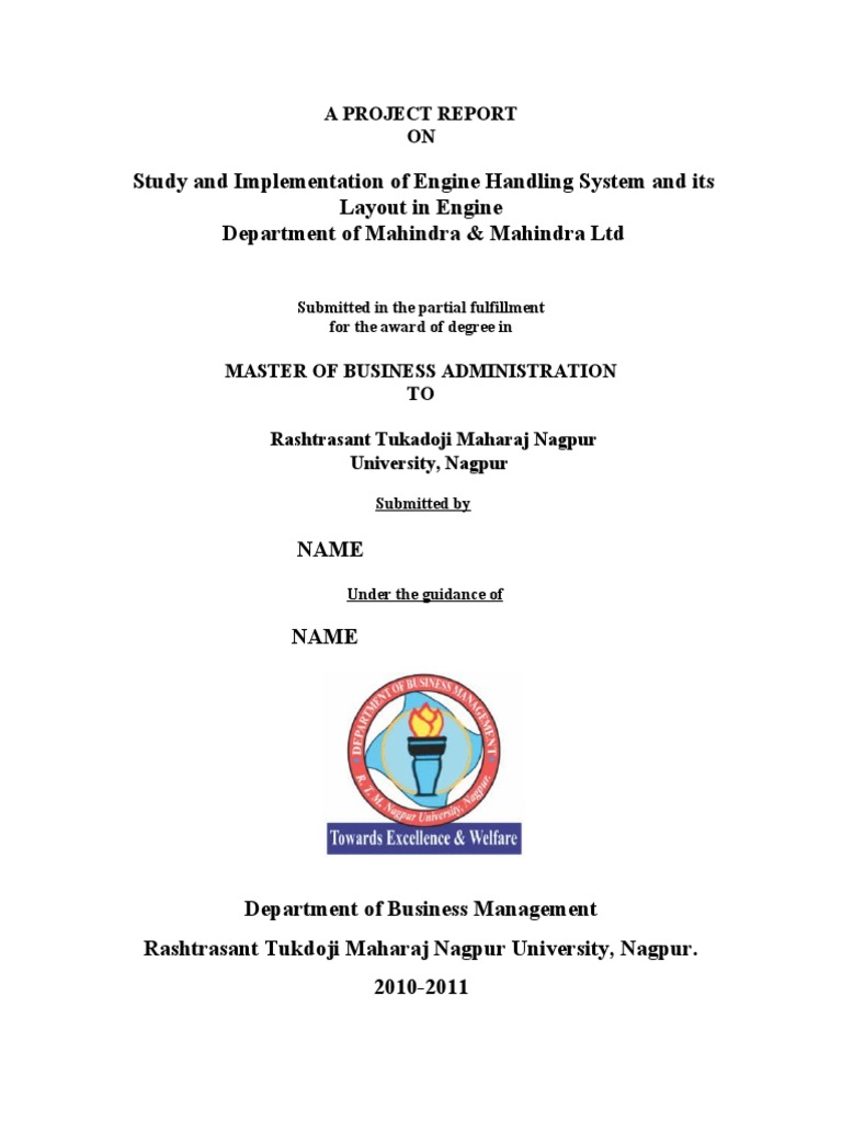 PROJECT REPORT Front page