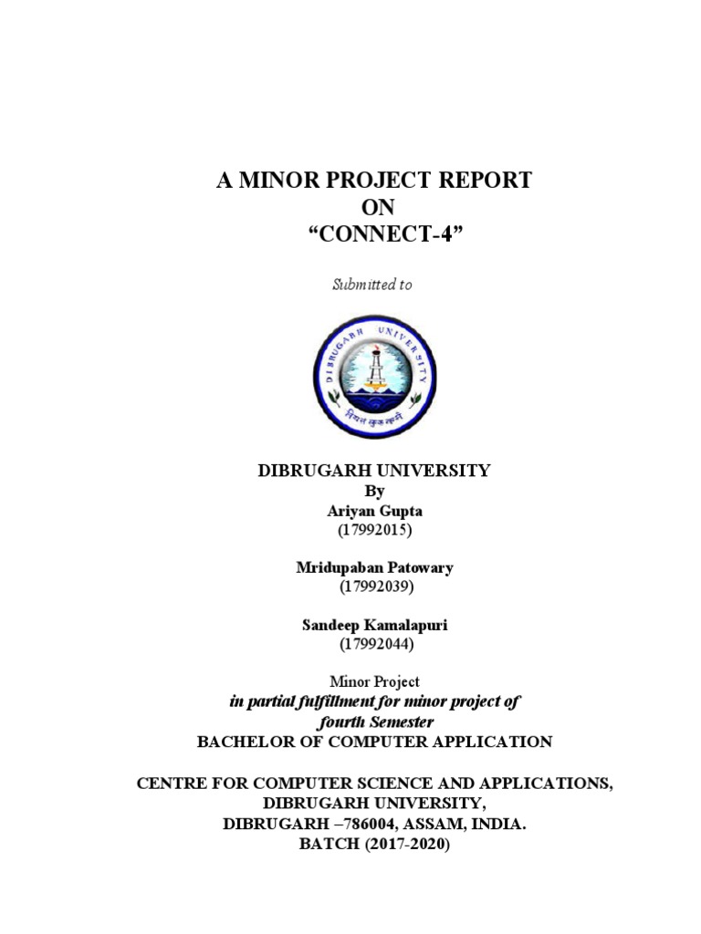A Minor Project Report ON "CONNECT-4": Dibrugarh University | PDF | Java (Programming Language ...