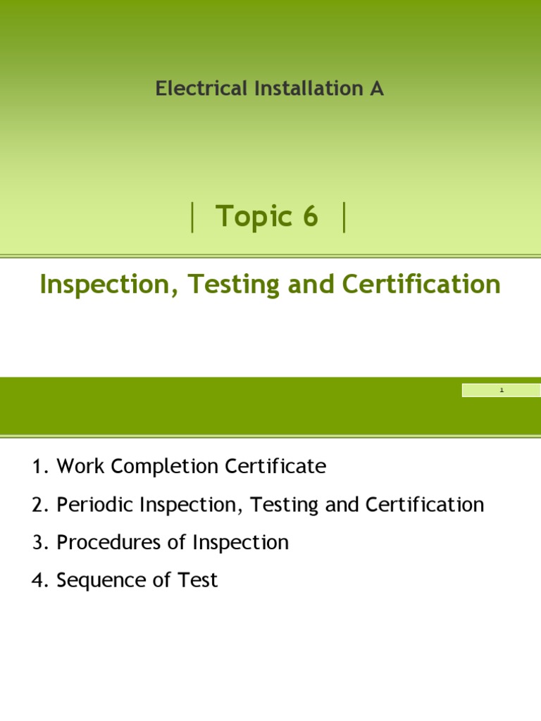 Topic 6 : Inspection, Testing and Certification | PDF | Metrology ...