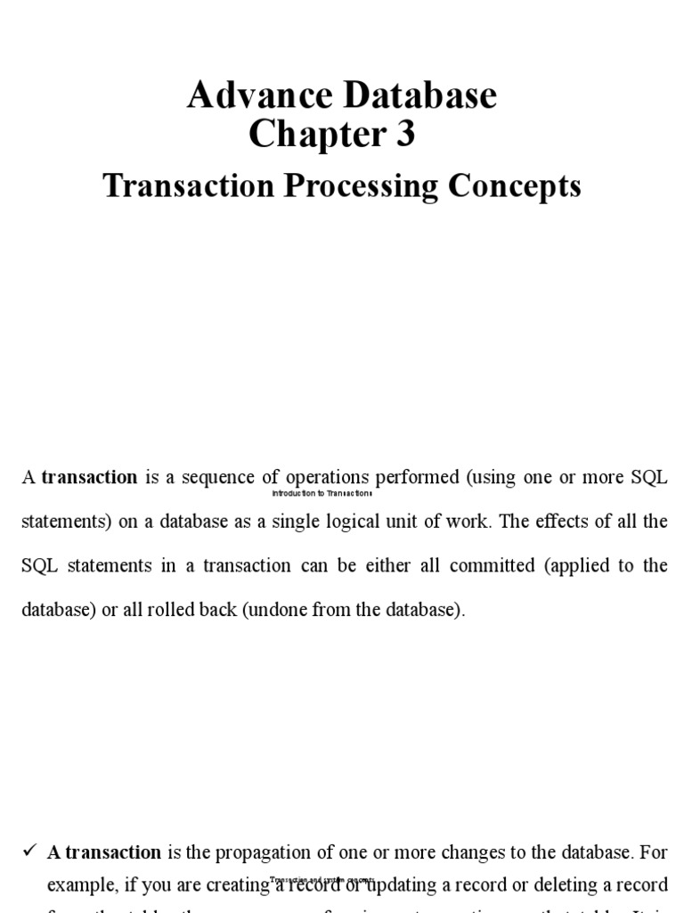 Advanced Database Chapter 3 Transaction Concepts | PDF | Database ...