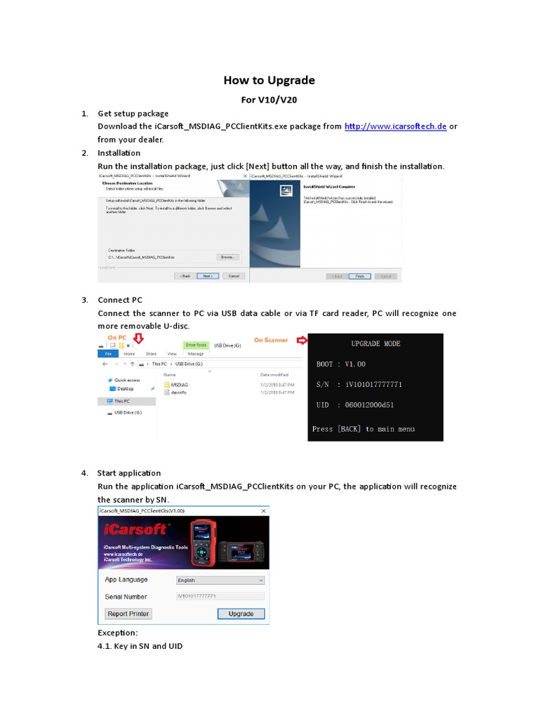 iCarsoft MSDIAG Upgrade Guide | PDF | Personal Computers | Computer File