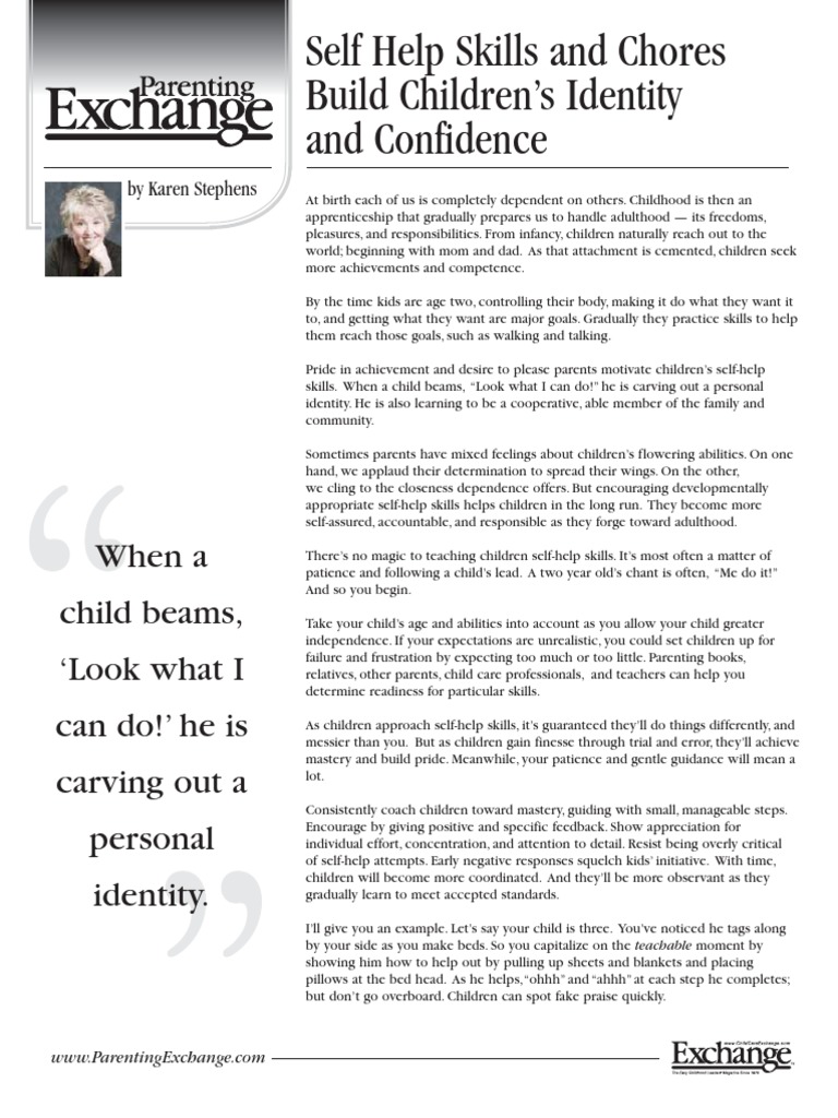 Self Help Skills and Chores Build Children's Identity and Confidence ...