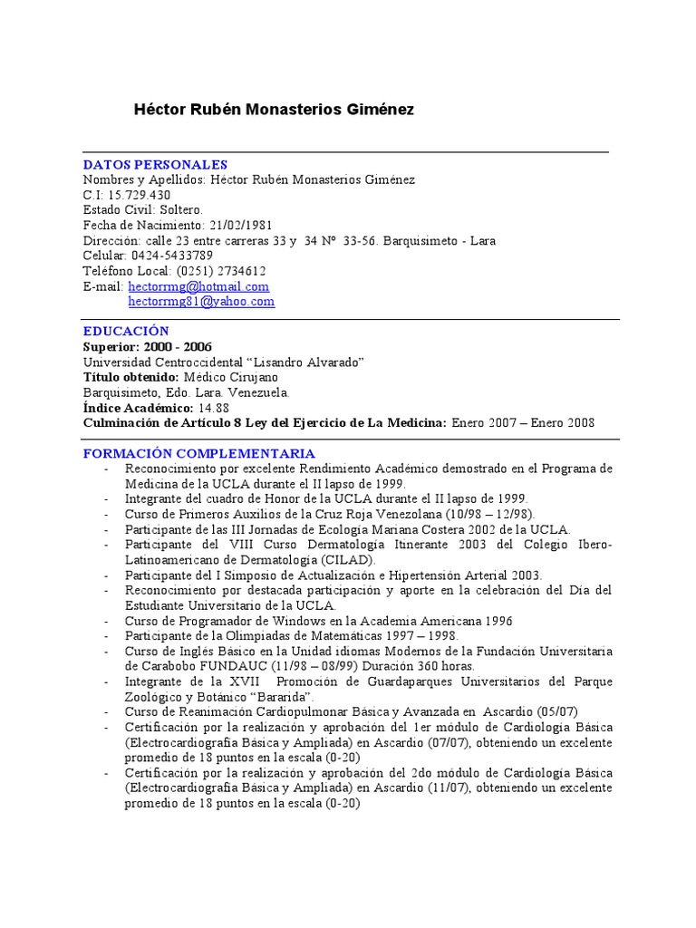 Curriculum Vitae Hector | PDF | Software | Microsoft Windows